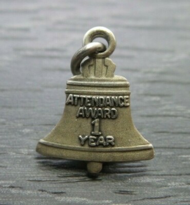 Vintage Sterling Silver Attendance Award 1 Year Bell Small Pendant ...