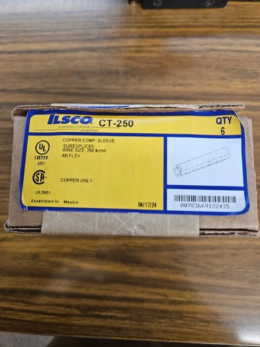ILSCO CT-250 Copper Comp. Sleeve - 250kcmil 4/0Flex Yellow 62 - NEW ...