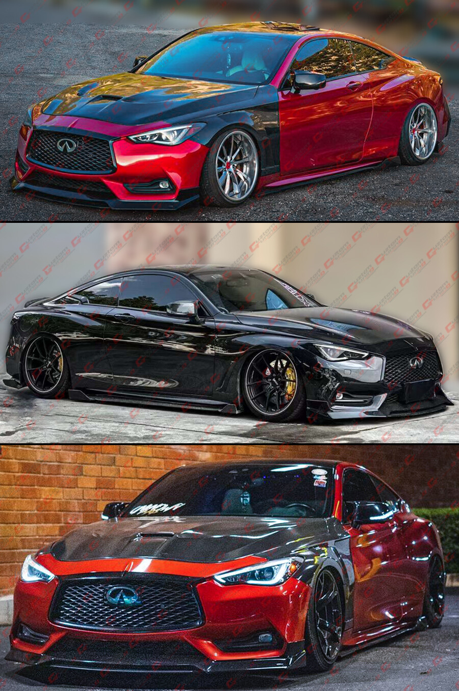 For 2017-2022 Infiniti Q60 JDM RS Style Double-Deck Front Bumper Lip ...