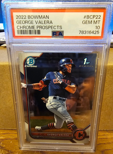 George Valera 2022 Bowman Chrome 1st card Cleveland BCP 22 PSA GEM MINT ...