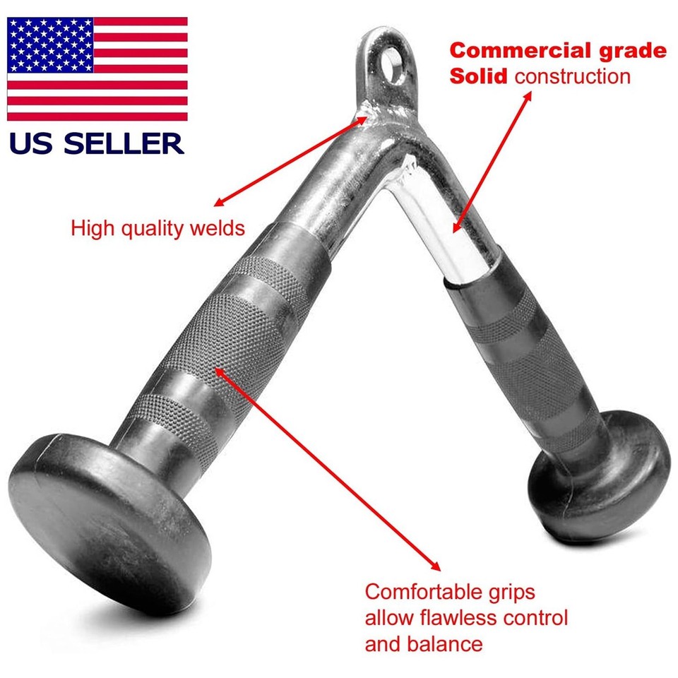 Home Gym Attachments Tricep Rope Lat Bar Press Down Cable Machine Curl ...