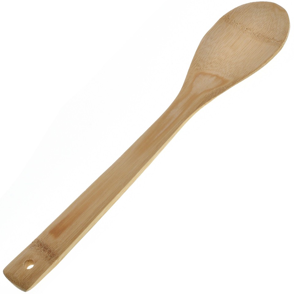 Large Wooden Spoon LONG HANDLE 30CM Real Wood Kitchen Cooking Utensil ...