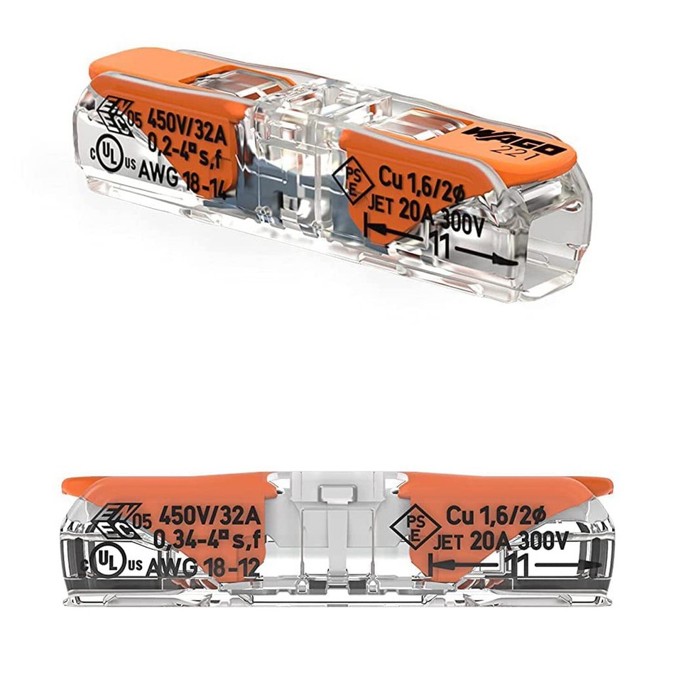 WAGO 221-2401 Lever Nuts Compact Splicing Inline Wire Connectors with ...