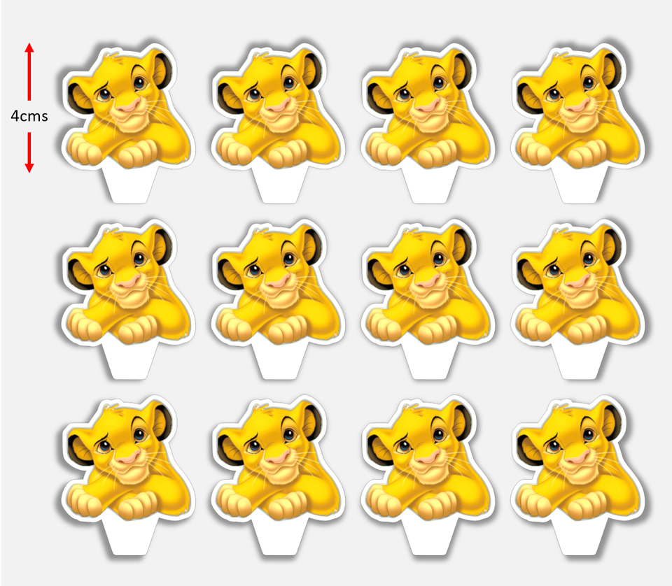 12x EDIBLE Simba Lion King Wafer Cupcake Cake Toppers Images ...