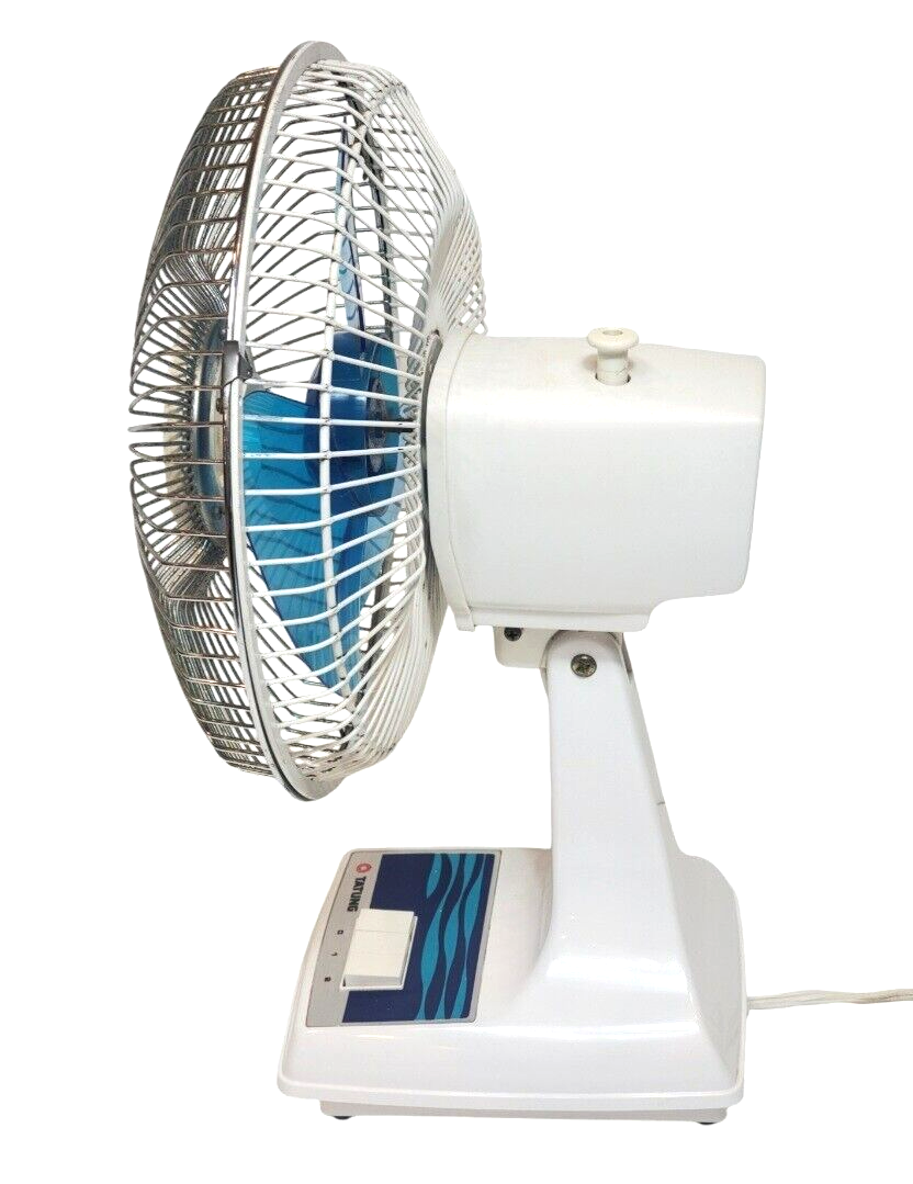 Tatung 3-Blade Tilt Oscillating LE-9 Fan VTG Blue Retro Table 2 Speed ...