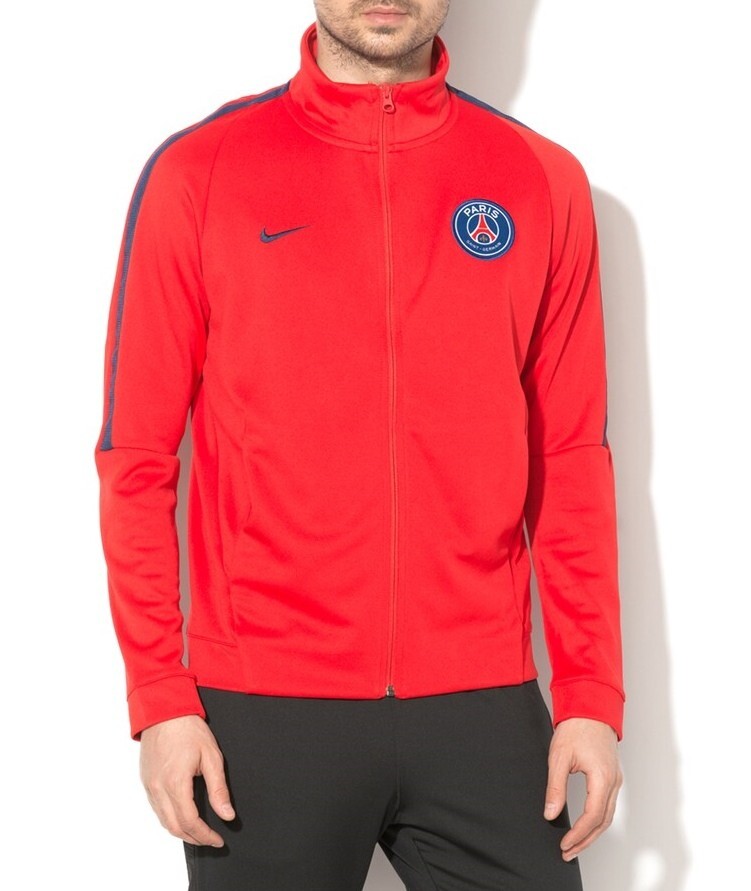 NIKE Paris Saint Germain Red Full-Zip Stand Collar Tr… - Gem