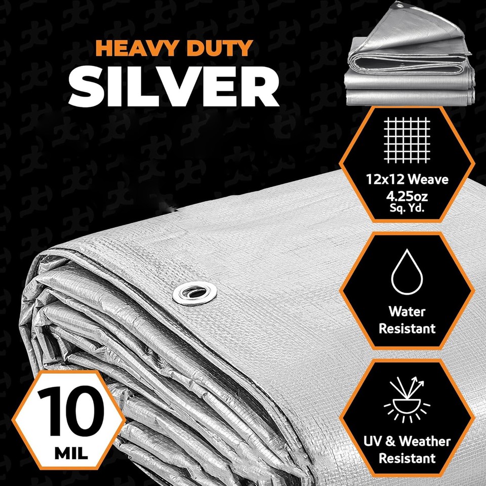 30'x40' Large Heavy Duty Poly Tarps 5Mil-18Mil Waterproof Canopy Cover ...