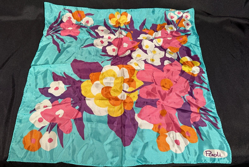 Vintage 1960’s Paoli Scarf -23"x23" -Acetate- Beautiful Blue/Purple ...