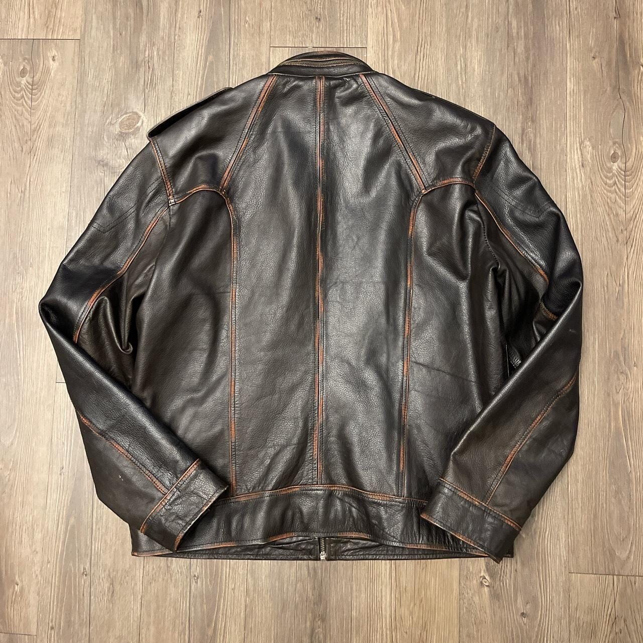 Vintage River Road Style Leather Biker Jacket Size La… - Gem