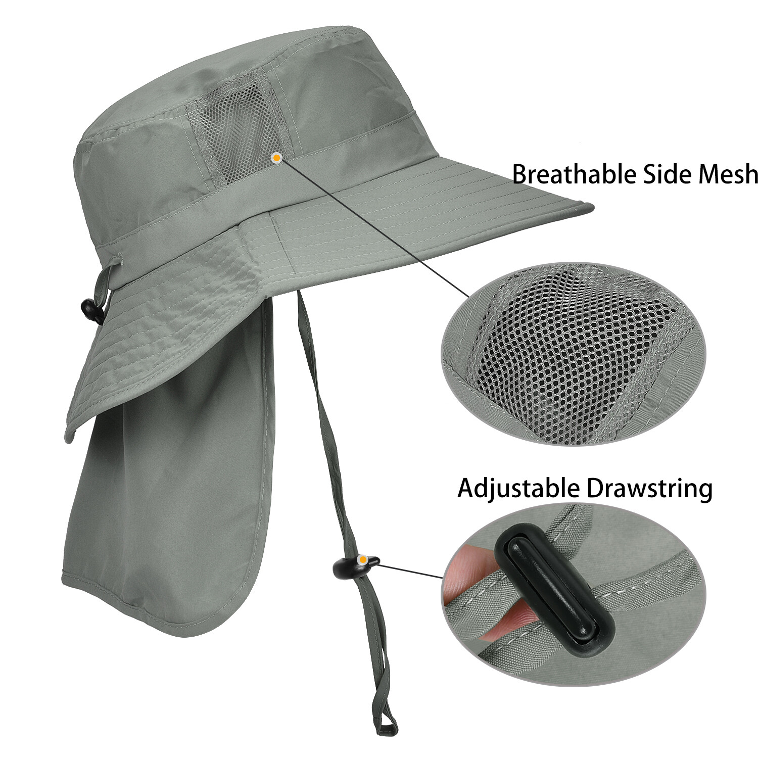 Mens Wide Brim Bucket Hat Army Outdoor Hiking Fishing Summer Sun Cap ...