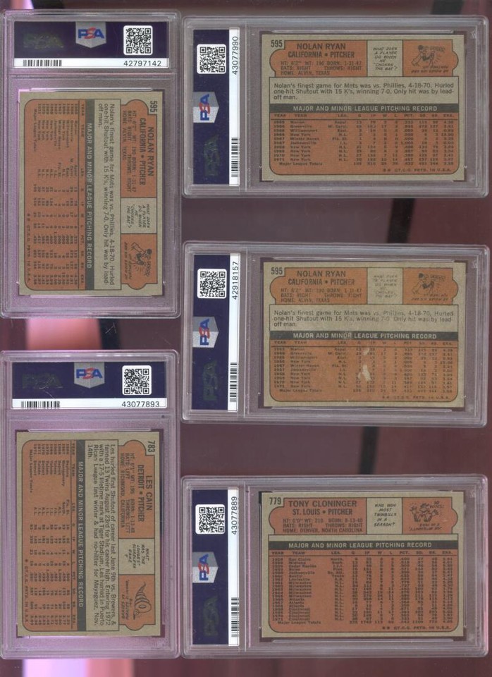 1972 Topps #783 Les Cain PSA 7 Graded Baseball Card MLB Detroit Tigers ...