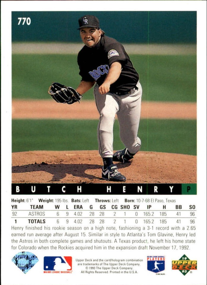 1993 Upper Deck #770 Butch Henry | eBay