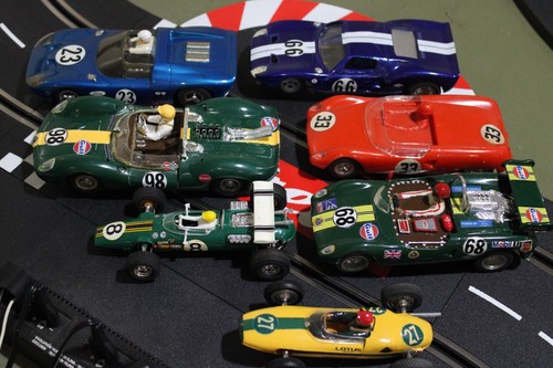 Vintage Lot of 7 Cox K&B Scalextric Revell Atlas 5 Lotus & 2 Ford GT40 ...