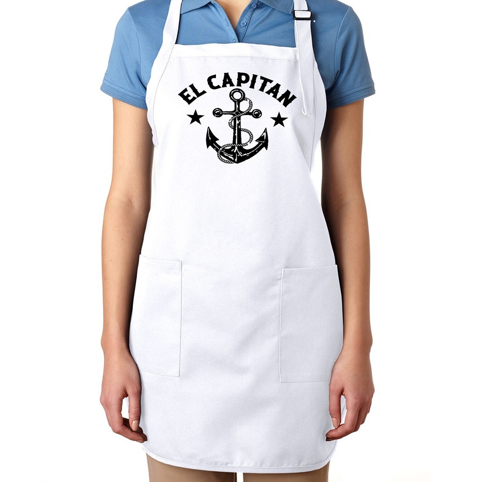 Apron Cook Baking Grill BBQ Gift El Capitan Captain Anchor Boat Sailing ...