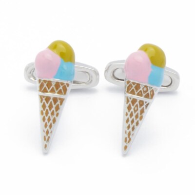 Cufflinks - Ice Ice Cream Horn Brown Pink Blue | eBay Australia