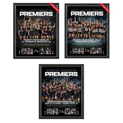 Penrith Panthers 2023, 2022, 2021 NRL Premiers Official Sportsprint x 3 ...