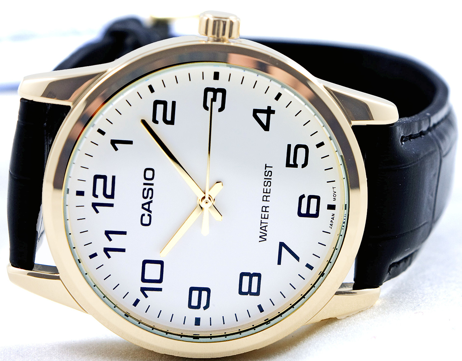 Casio MTP-V001GL-7B Men's Analog Watch Leather Band Black White Face ...