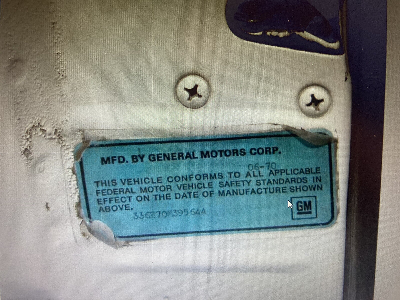 1960s-1970s GM Original Style Door Jam Decal | Camaro Nova Chevelle ...