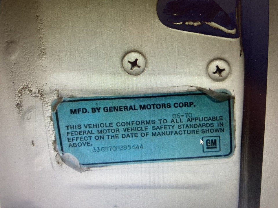 1960s-1970s GM Original Style Door Jam Decal | Camaro Nova Chevelle ...