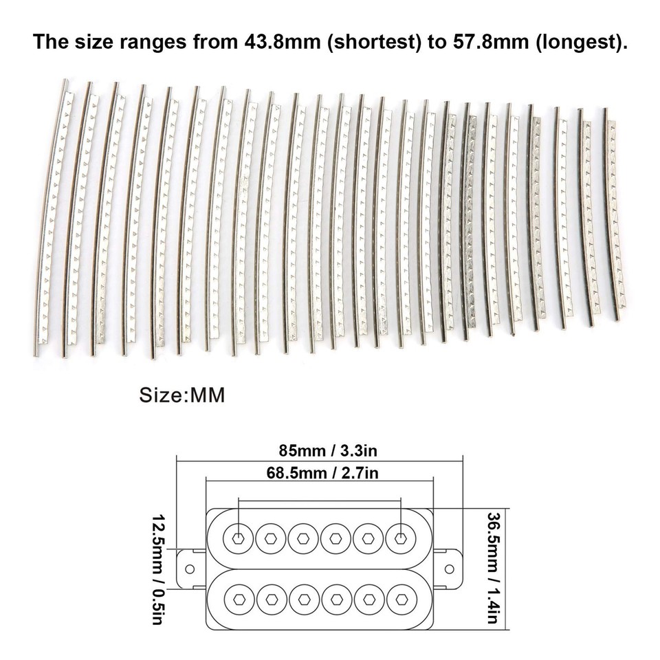 Guitar Fret Wire, 24pcs 2.7mm Stainless Steel Chrome Color Guitar Fret ...