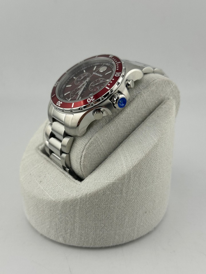 Movado Series 800 Red Dial & Bezel Quartz Chrono Watch 2600194 Brand ...