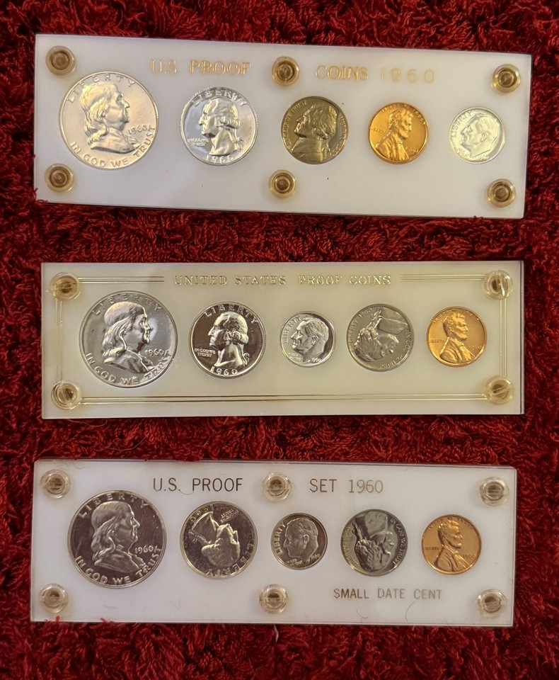 1-1960 Proof Set 5 Silver Coin - In Proof Set Plastic Holders. | eBay