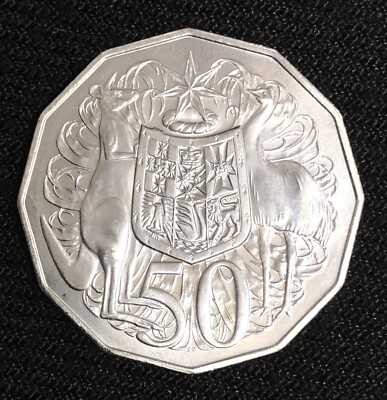 1983 uncirculated 50 cent coin from a mint set. Brilliant coin in 2 x 2 ...