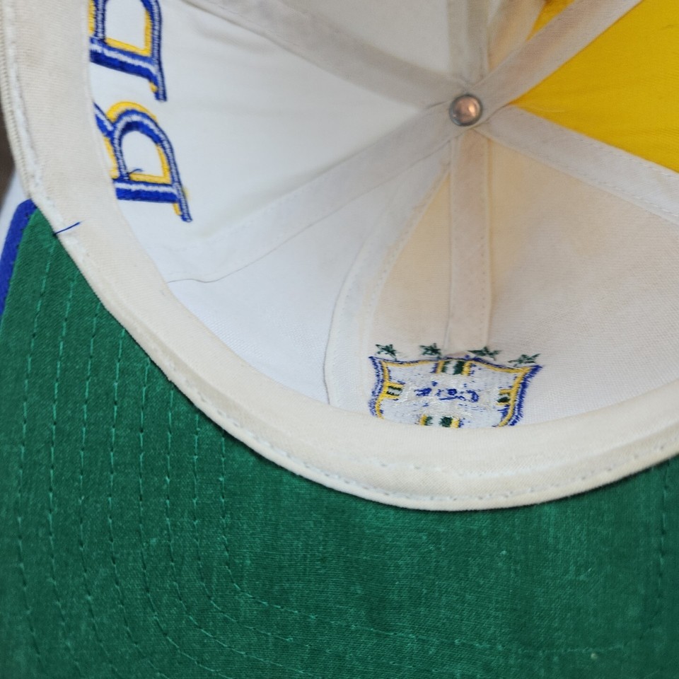Vintage Umbro CBF Brasil Hat Cap Snapback Yellow Blue White Swril ...