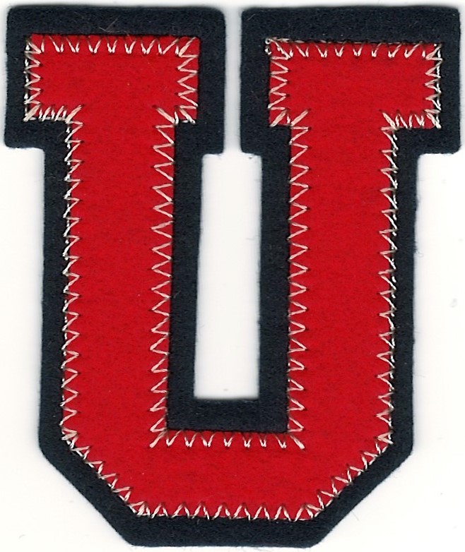 Red Varsity Letter U Patch Felt Dark Navy Blue Outline Iron on (2 1/2 ...