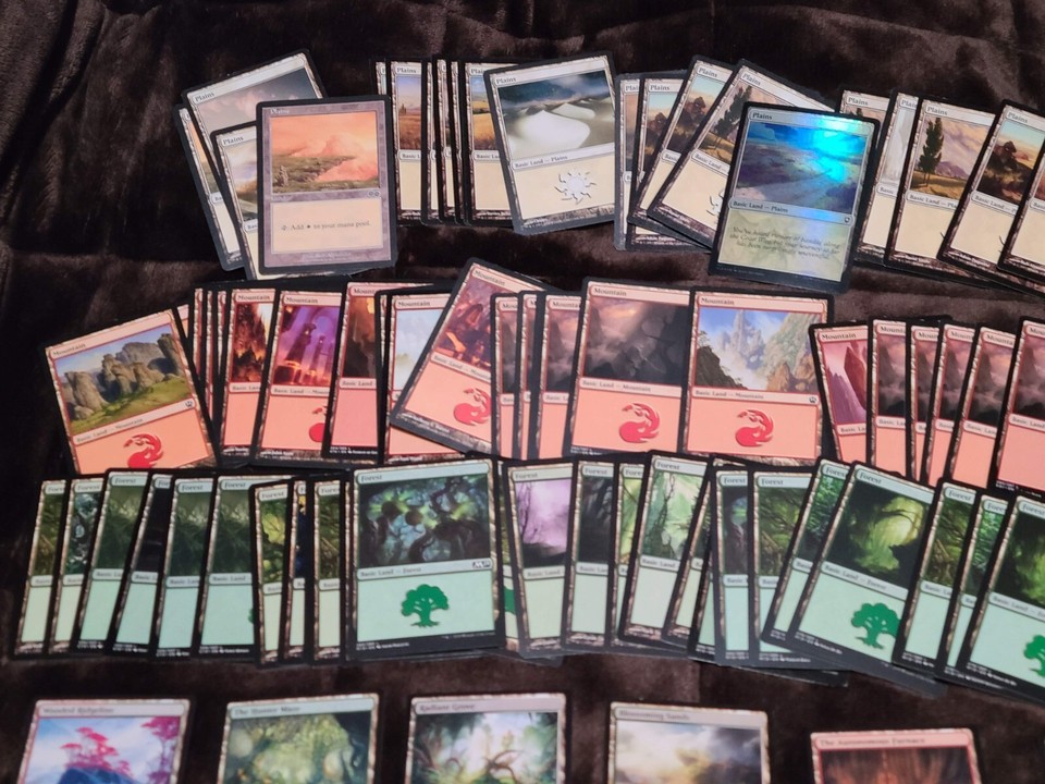 Magic the Gathering LANDS LOT of 100 CARDS-RED/GREEN/WHITE--15 NON ...
