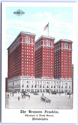 Postcard Pennsylvania Benjamin Franklin Hotel c.1910-20's Cars Philly ...