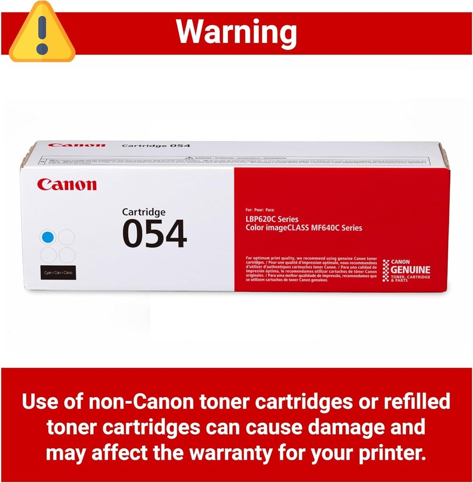 Canon 054 Black Cyan Yellow Magenta Toner Cartridge Genuine OEM LBP620C ...