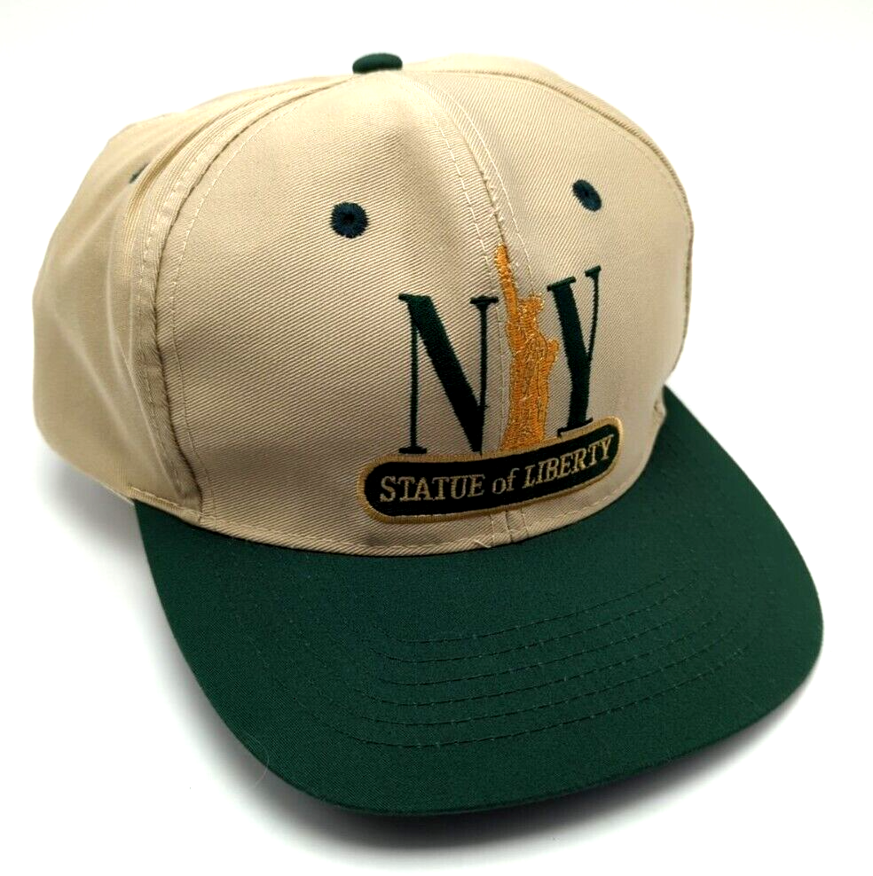 STATUTE OF LIBERTY NEW YORK hat vintage beige green adjustable snapback ...