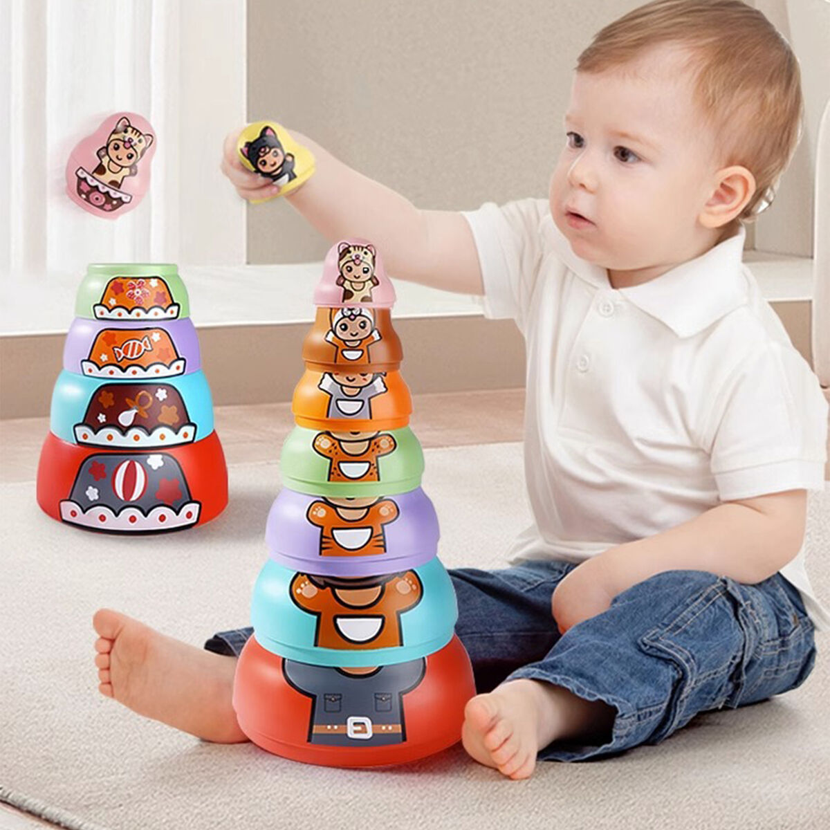 Russian Nesting Doll Toys Animal Pattern Nesting Toys Shockproof