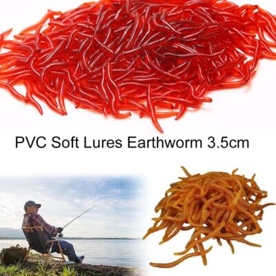 50/100Pcs Silicone Red Worm Soft Lures Earthworm Rubber Shrimp Baits ...