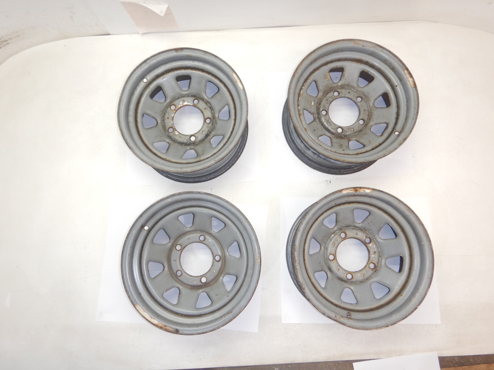Jeep CJ CJ5 CJ7 45-86 OEM Factory Steel Rim Set of 4 Wheels 15x7 5 x 5. ...