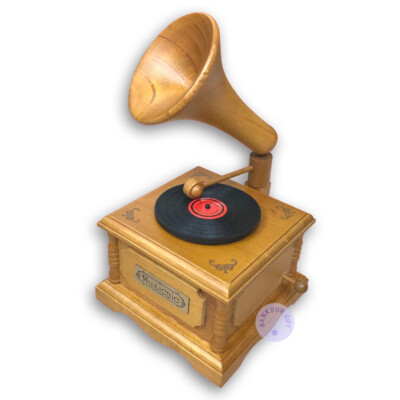Play "Moon River" Wooden Gramophone Music Box With Sankyo Musical ...