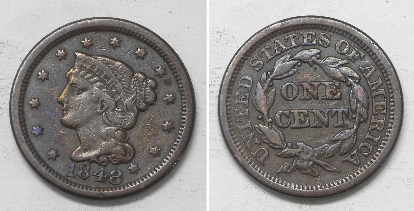 X5193 1848 Braided Hair Large Cent, VF | eBay