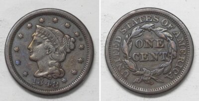 X5193 1848 Braided Hair Large Cent, VF | eBay