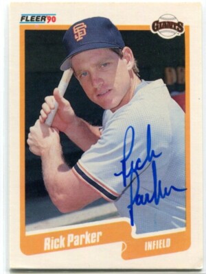 RICK PARKER Signed 1990 Fleer Update AUTO Authentic Autograph Giants #U ...