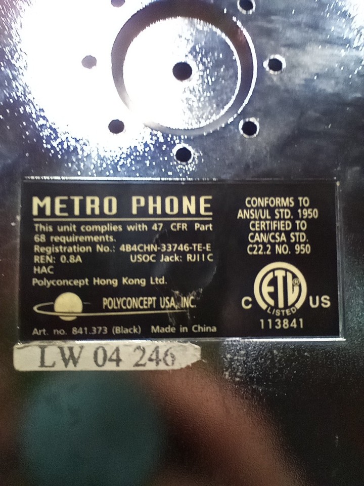 Vintage Retro Black Metro Phone Rotary Style Push Button Telephone w ...