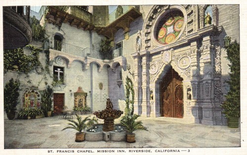 Postcard CA Riverside California St Francis Chapel Mission Inn Vintage ...