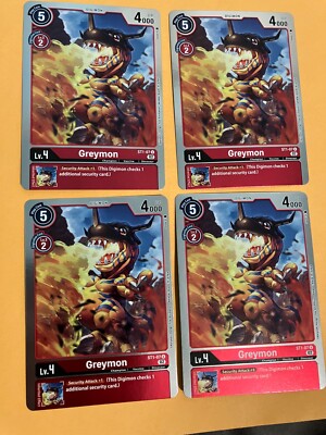 4x Greymon ST1-07 U (Playset) Foil Digimon CCG | Resurgence Booster NM | eBay