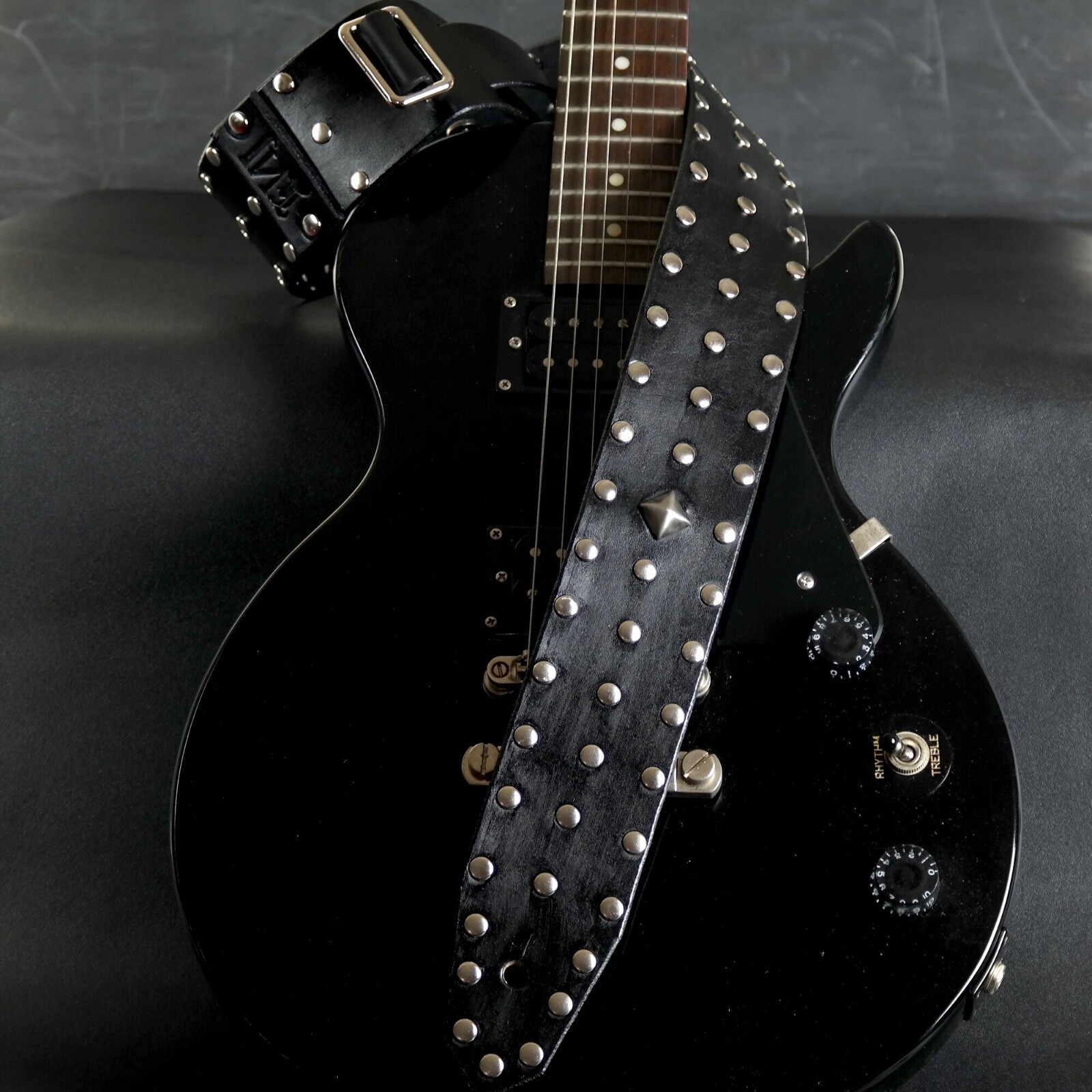 Heavy Metal Studded Leather Guitar Strap. Handmade. 2.5 inches Wide ...