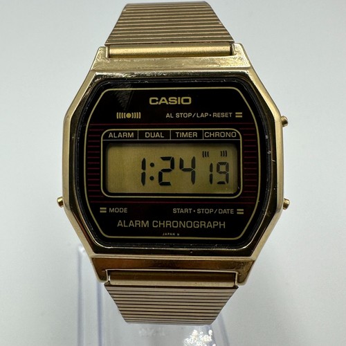 Vintage Casio Digital Watch Men Gold Tone Sliding Buckle Band SA-53G New Battery | eBay