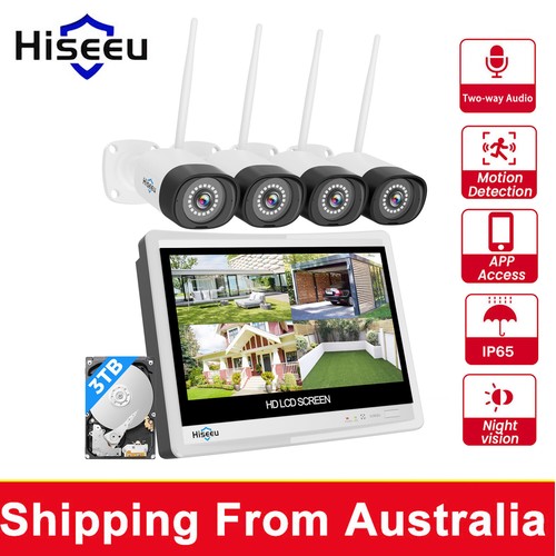 Hiseeu 5MP 10CH W/ 12" Monitor Wireless Wifi Security Camera System ...