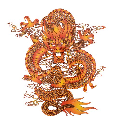 pyrography 27*25cm china dragon heat transfer iron on patches for ...