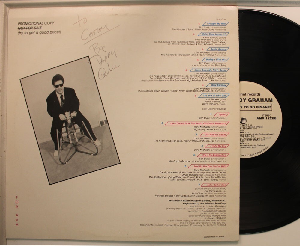 Big Daddy Graham Autographed Lp Most Likely To Go Insane! On Small ...