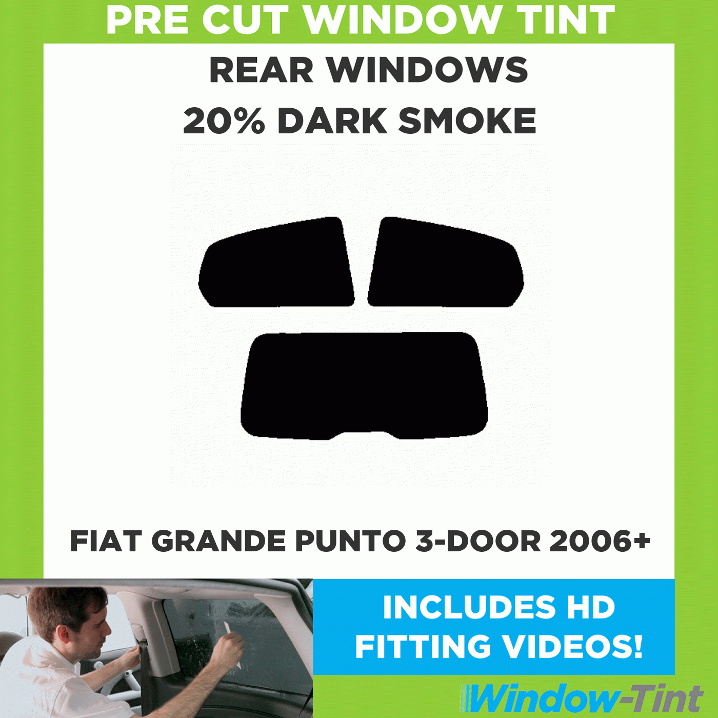 Pre Cut Car Window Tinting Kit for Fiat Grande Punto 3-door 2006+ Rear ...