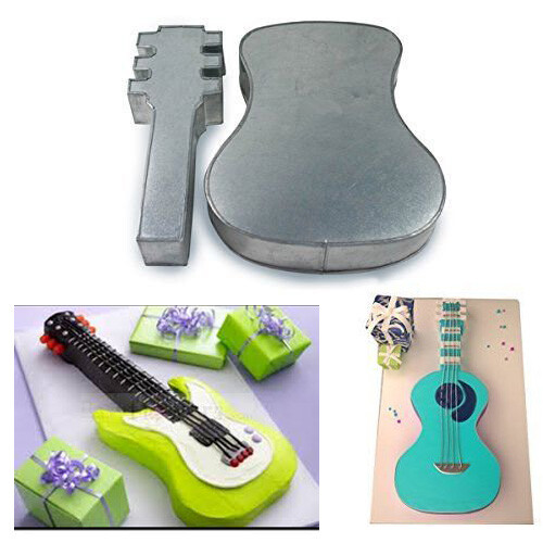 Two Piece Large Guitar Shape Cake Tin Pan for Birthday Novelty Fun Cake ...